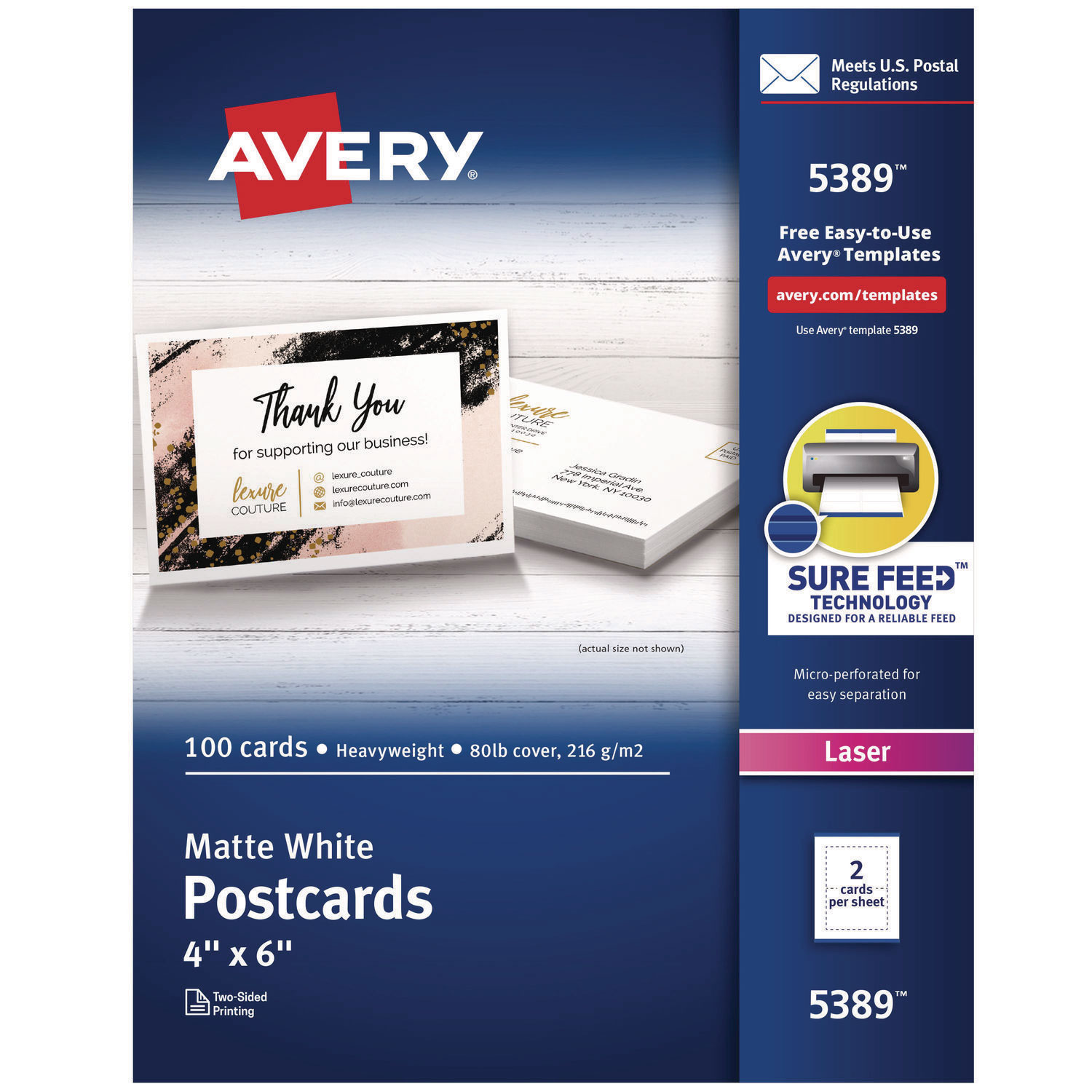 AVE8387 - Printable Postcards, Inkjet, 80 lb, 4.25 x 5.5, Matte White ...