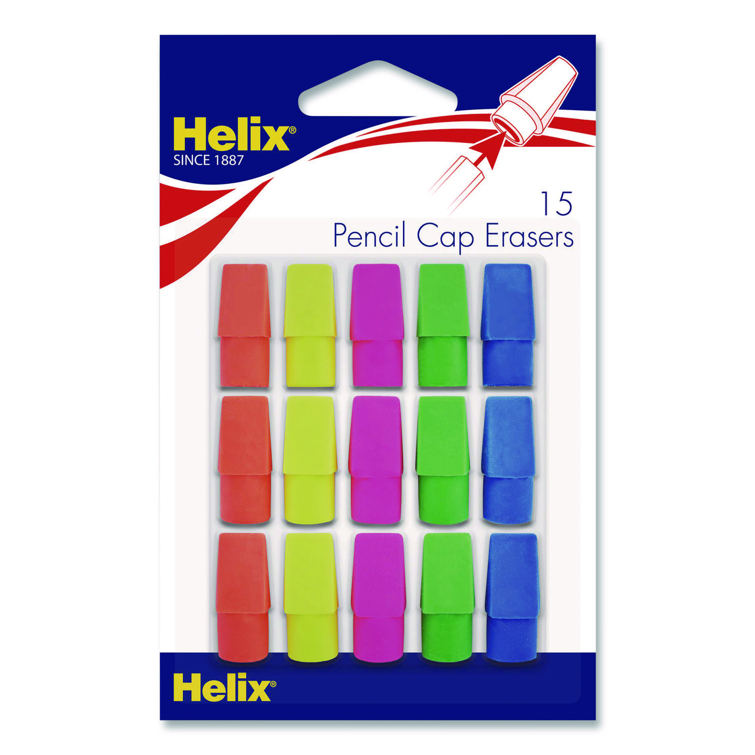 MHX37158 - Classic Pencil Cap Erasers, For Pencil Marks, Assorted ...