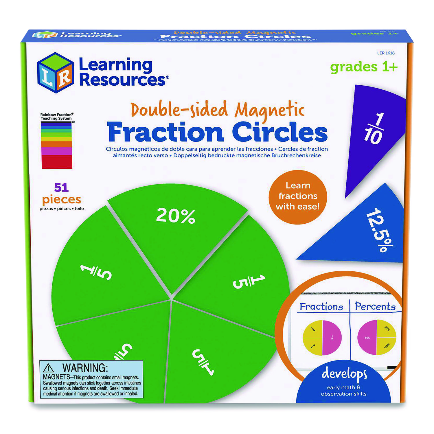 LRNLER1616 - Double-Sided Magnetic Rainbow Fraction and Percentage ...