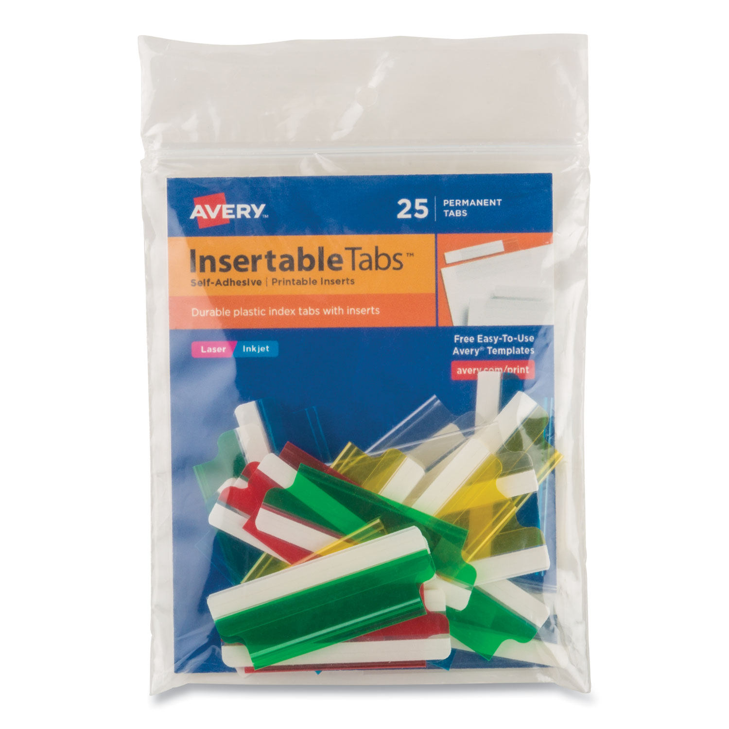 AVE16239 - Insertable Index Tabs with Printable Inserts, 1/5-Cut ...