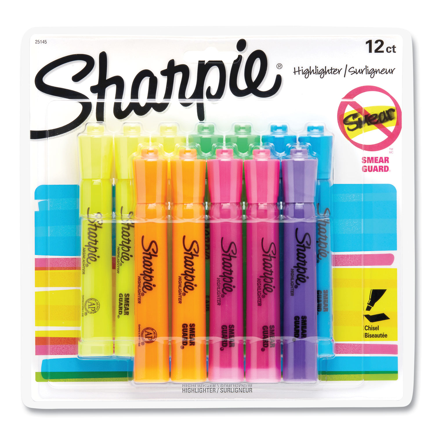 SAN25145 - Tank Style Highlighters, Assorted Ink Colors, Chisel Tip ...