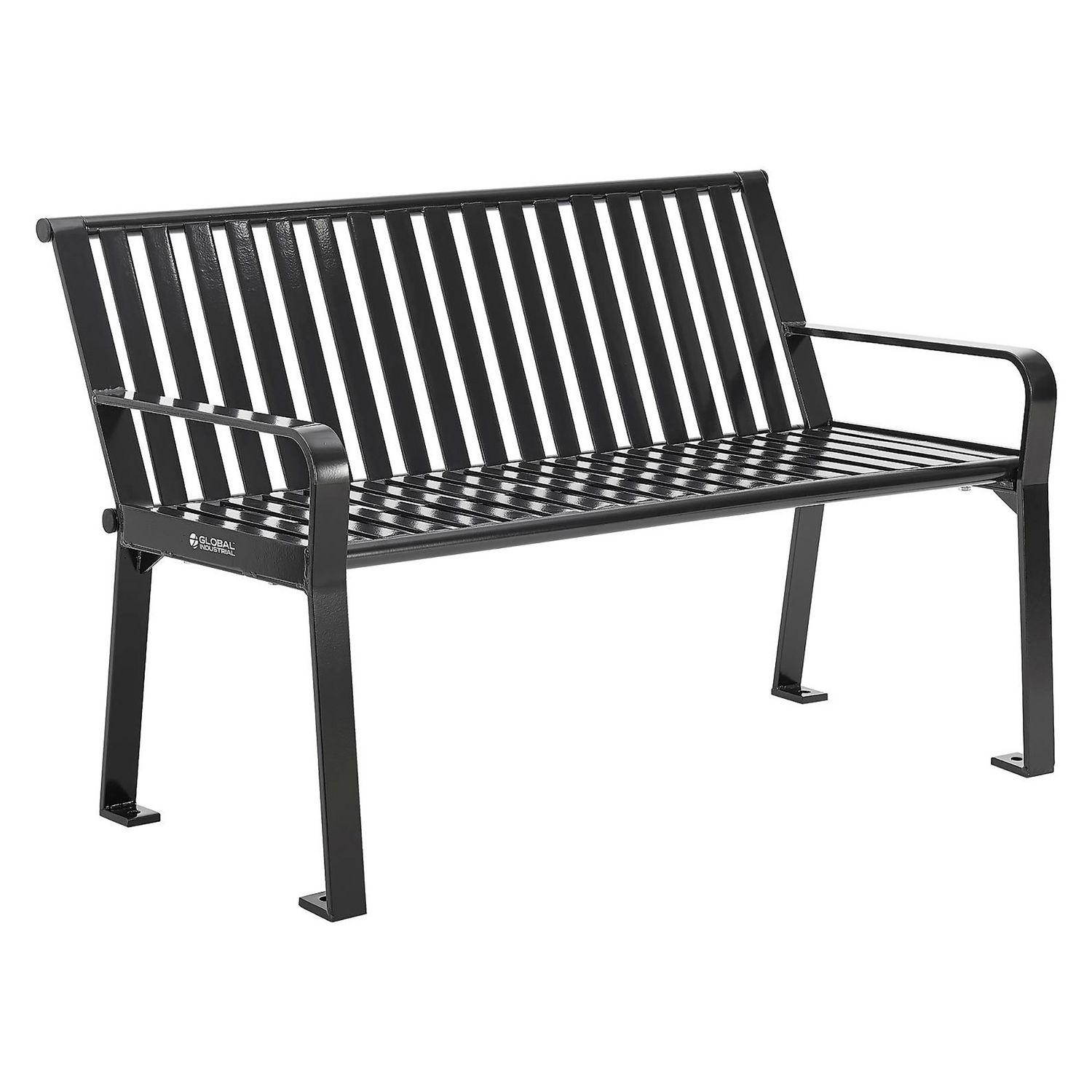 GBE694853BKKD - Steel Slat Benches with Back, 48" x 27" x 31", Black ...
